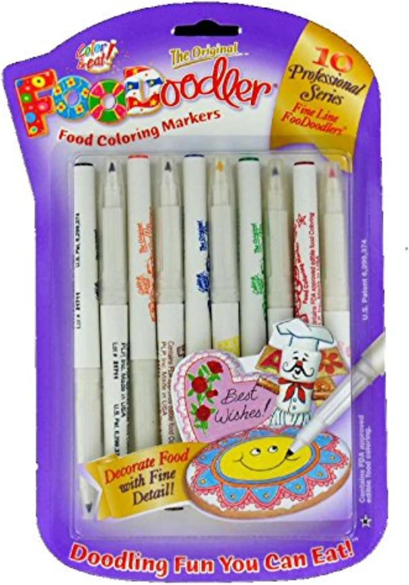 Amazon.com: FooDoodler Food Coloring Markers - 10 Colors - Kosher (1, A ...