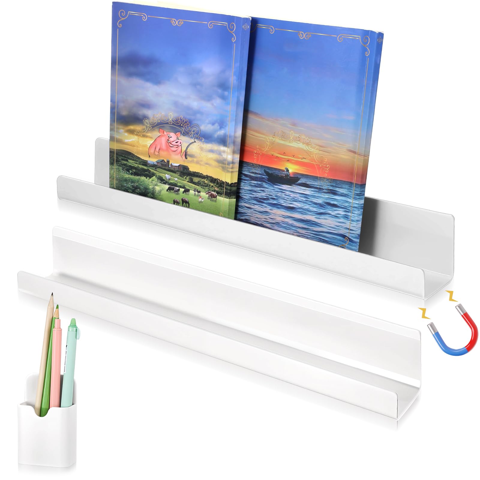 Amazon.com: HOFURME 2 Pack Magnetic Book Shelf for Whiteboard Classroom ...