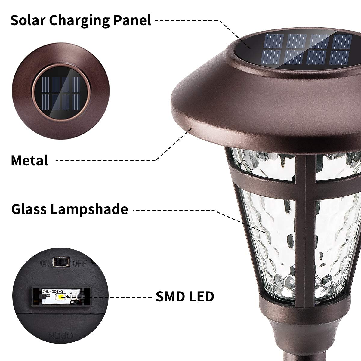 Snapklik.com : Solpex Solar Pathway Lights Outdoor, 6 Pack Bronze ...