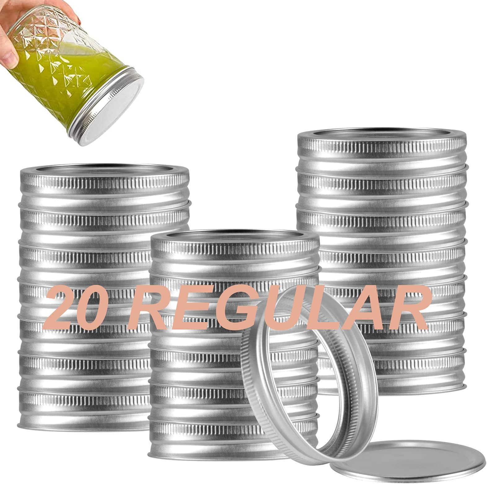 Amazon.com: 12 Pcs Antirust Regular Mouth Mason Jar Lids with Rings for ...