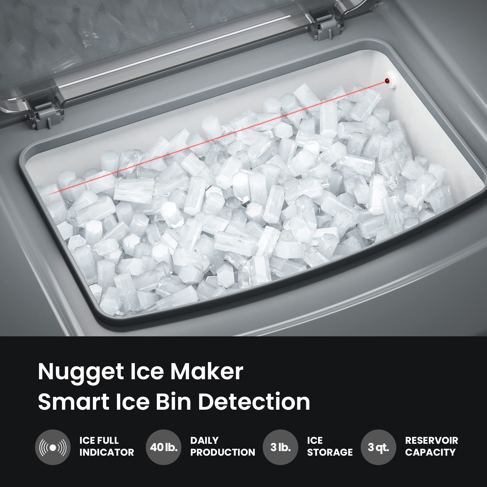 Freezimer Nugget Ice Maker Countertop,Ice Machine WiFi 40lbs per Day ...