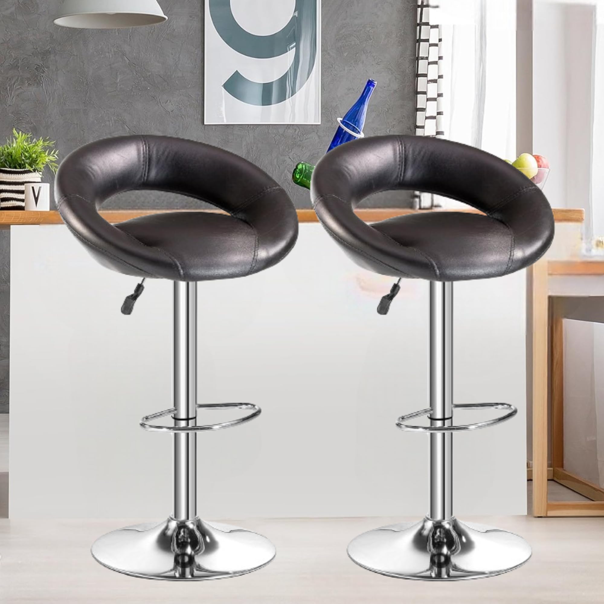 Da URBAN® Smiley Pack of 2 Height Adjustable and Revolving Bar Stool ...