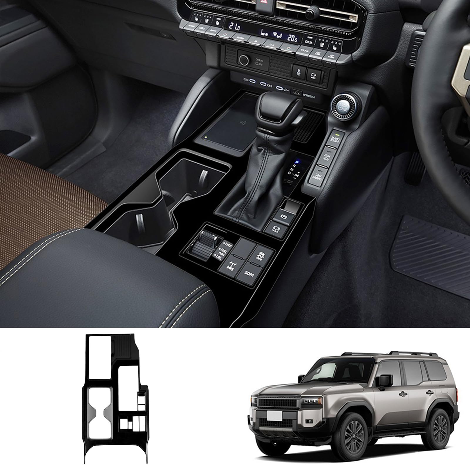 Amazon | Temiry ランクル250 シフトパネルカバー インテリアパネル ランクル250 カスタムパーツ コンソールスイッチパネルカバー ABS製 車種専用設計 傷防止 取付簡単 ...