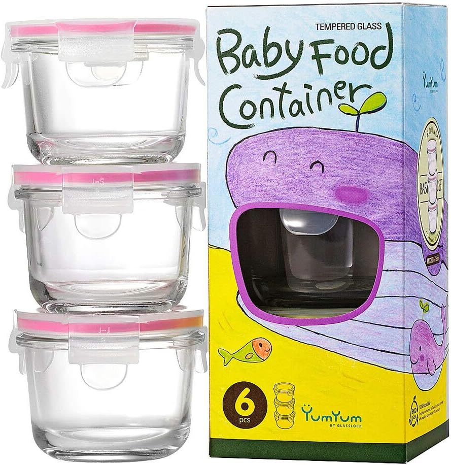 lunchley Glass Baby Food Storage Containers with Lids | Set of 12 | 5 ...