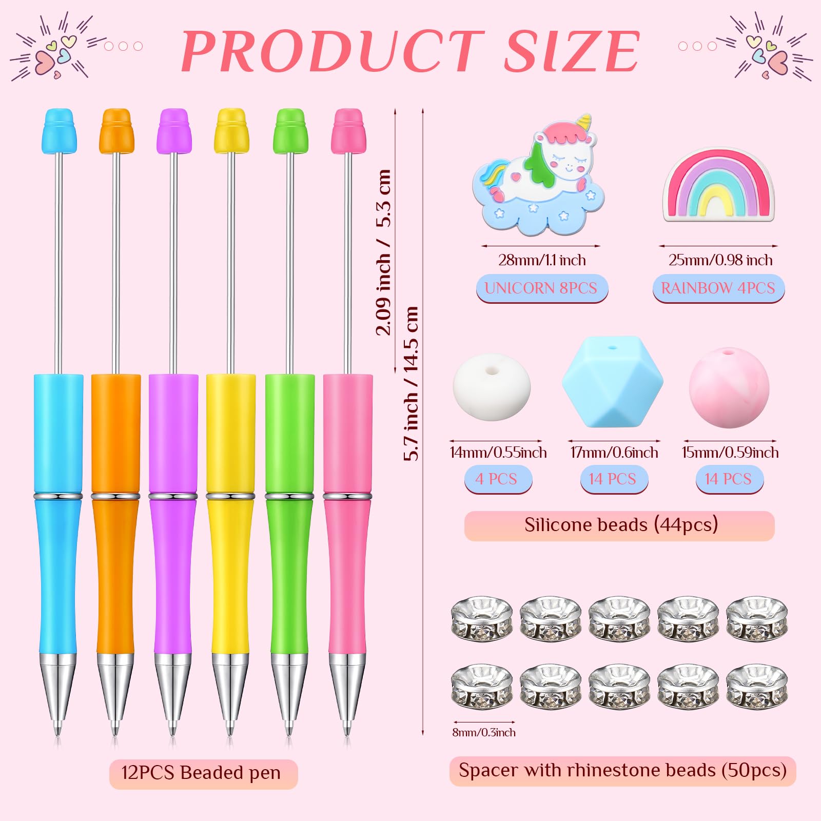 Snapklik.com : Ctosree 12 Set Rainbow Beadable Pens Bulk Plastic ...
