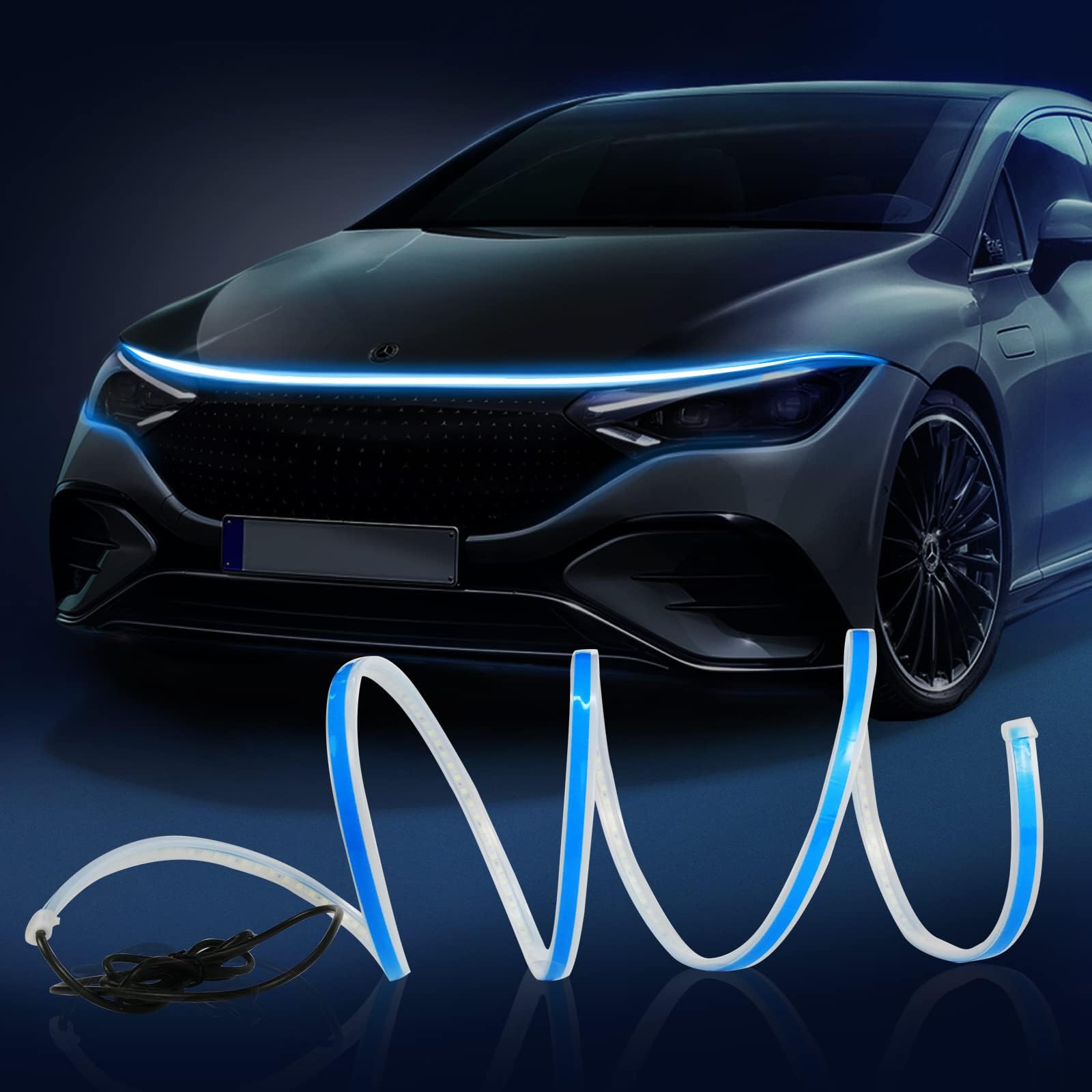 Amazon.com: Car Hood Strip Light(Blue, 59in/1.5m) Car Hood Beam Light Strip, 12V 24V Exterior ...