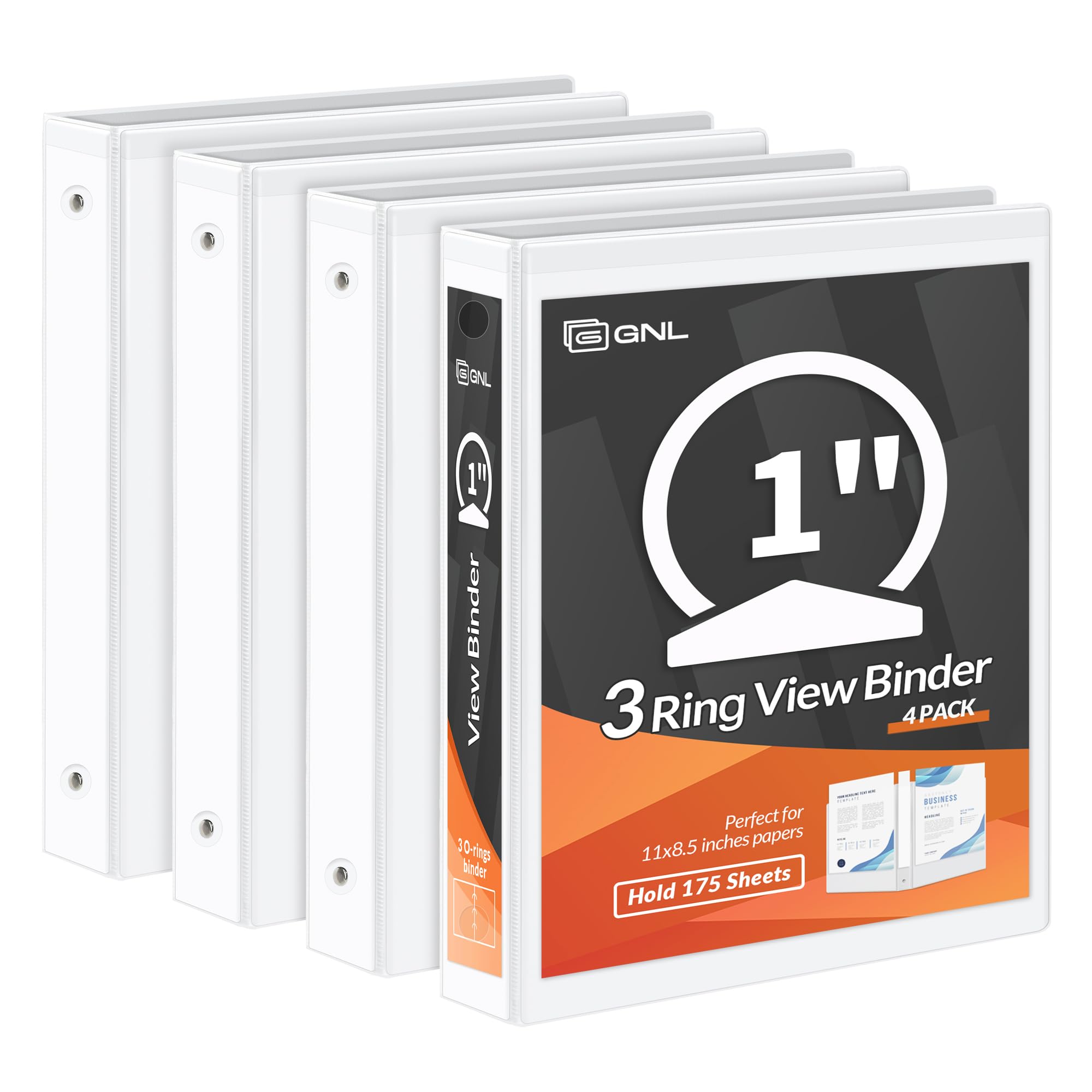 Snapklik.com : GNL 1 Inch Binders 3 Ring Bulk, 1" Three Ring Clear View ...