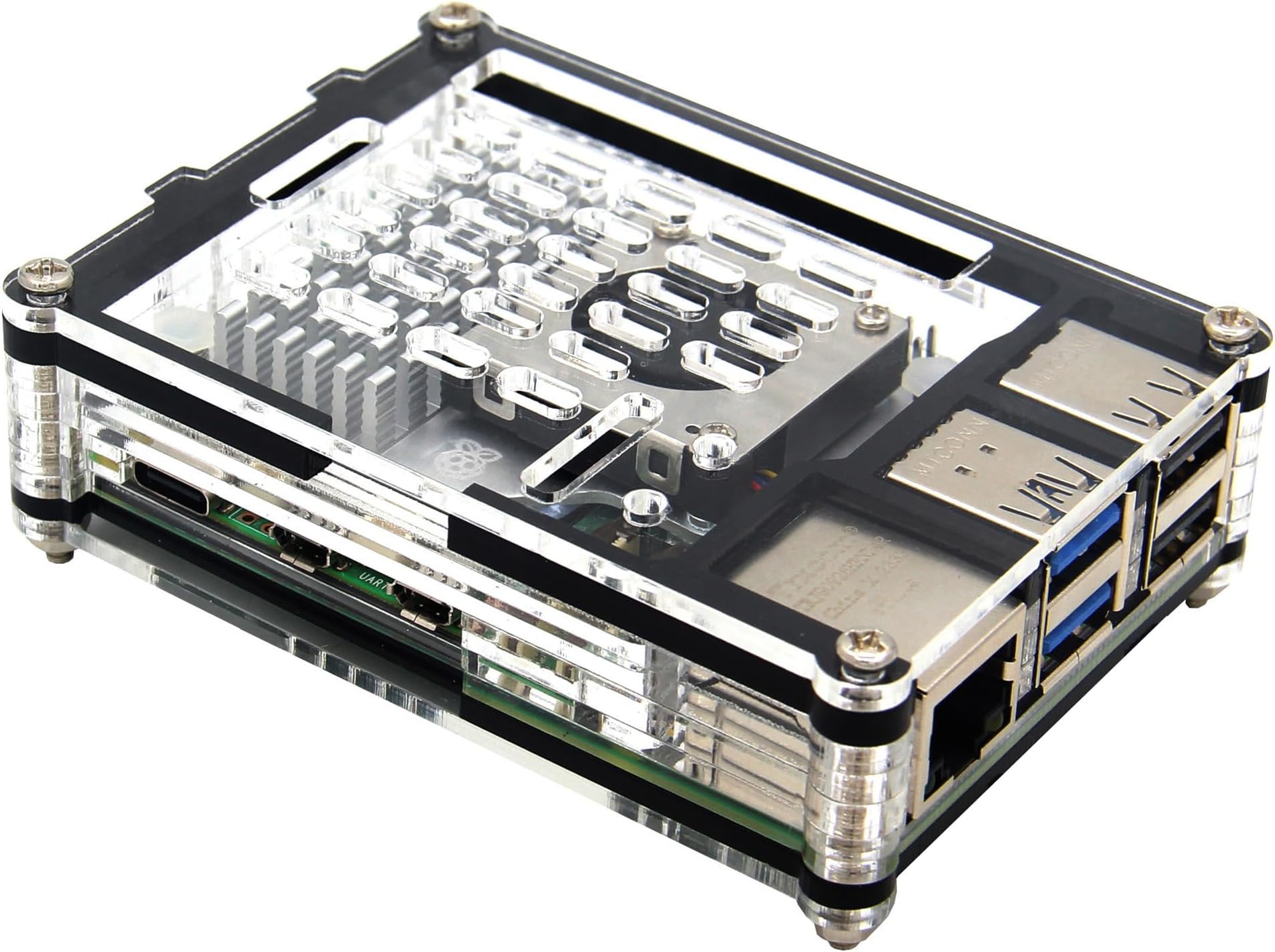 Amazon.com: Geekworm 9 Layers Computer Acrylic Case with Power Button ...