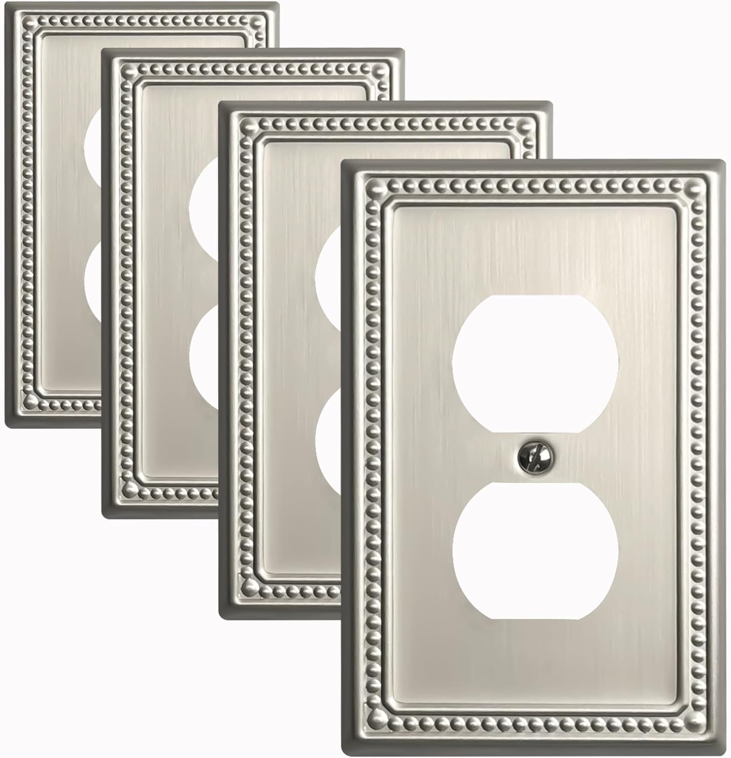 Kisrvopn Metal Outlet Covers Wall Plates, Satin Nickel Beadboard Switch ...
