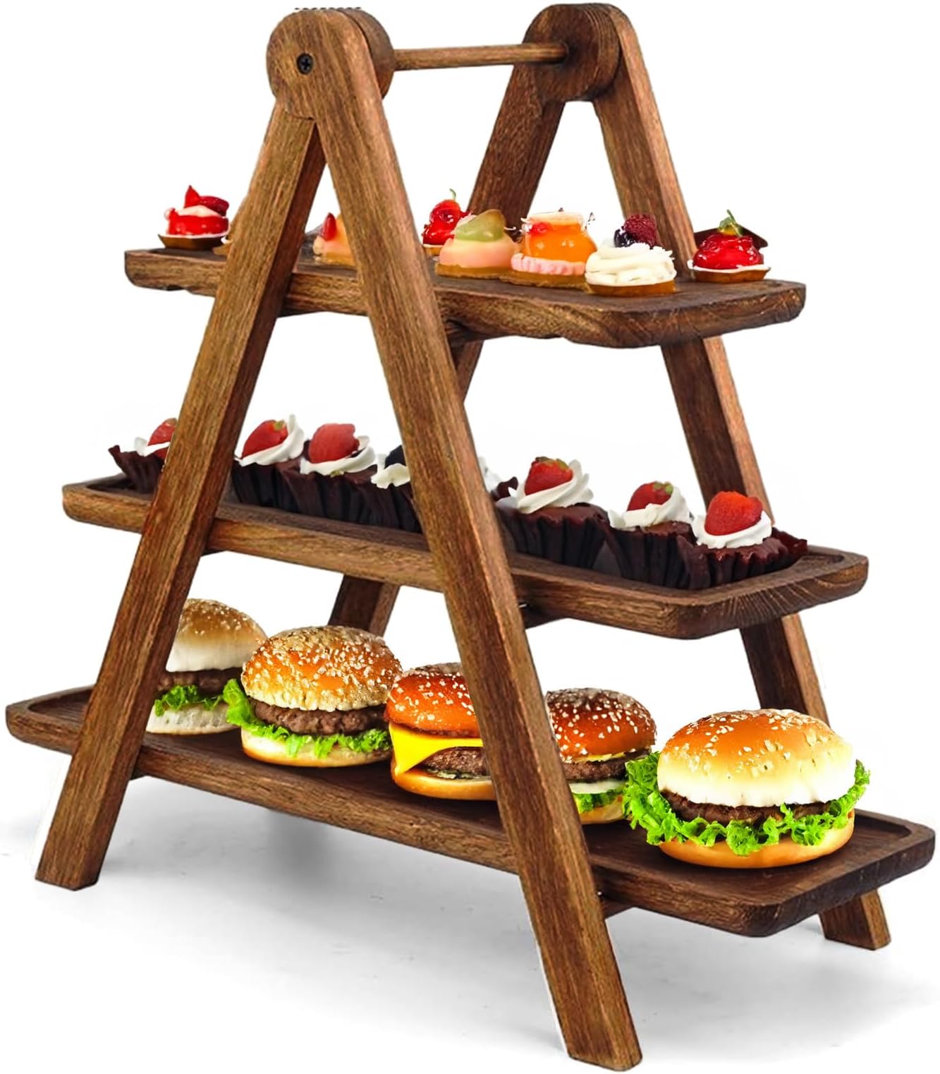 Amazon.com: Zyviv Wooden 3 Tier Serving Tray, Solid Acacia Wood Serving ...