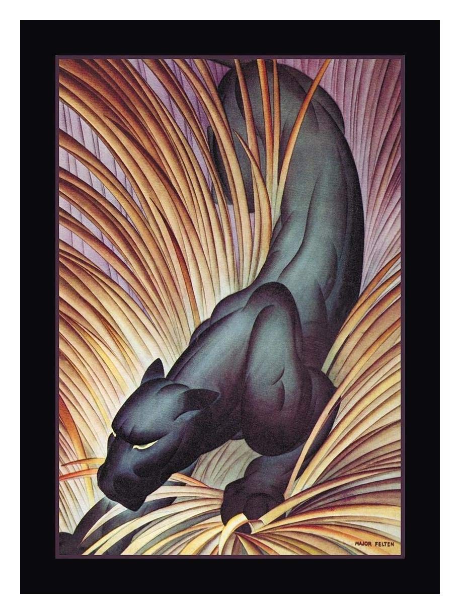 Amazon.com: Stalking Panther, 1934 by Major Felton - 18" x 24" Framed ...
