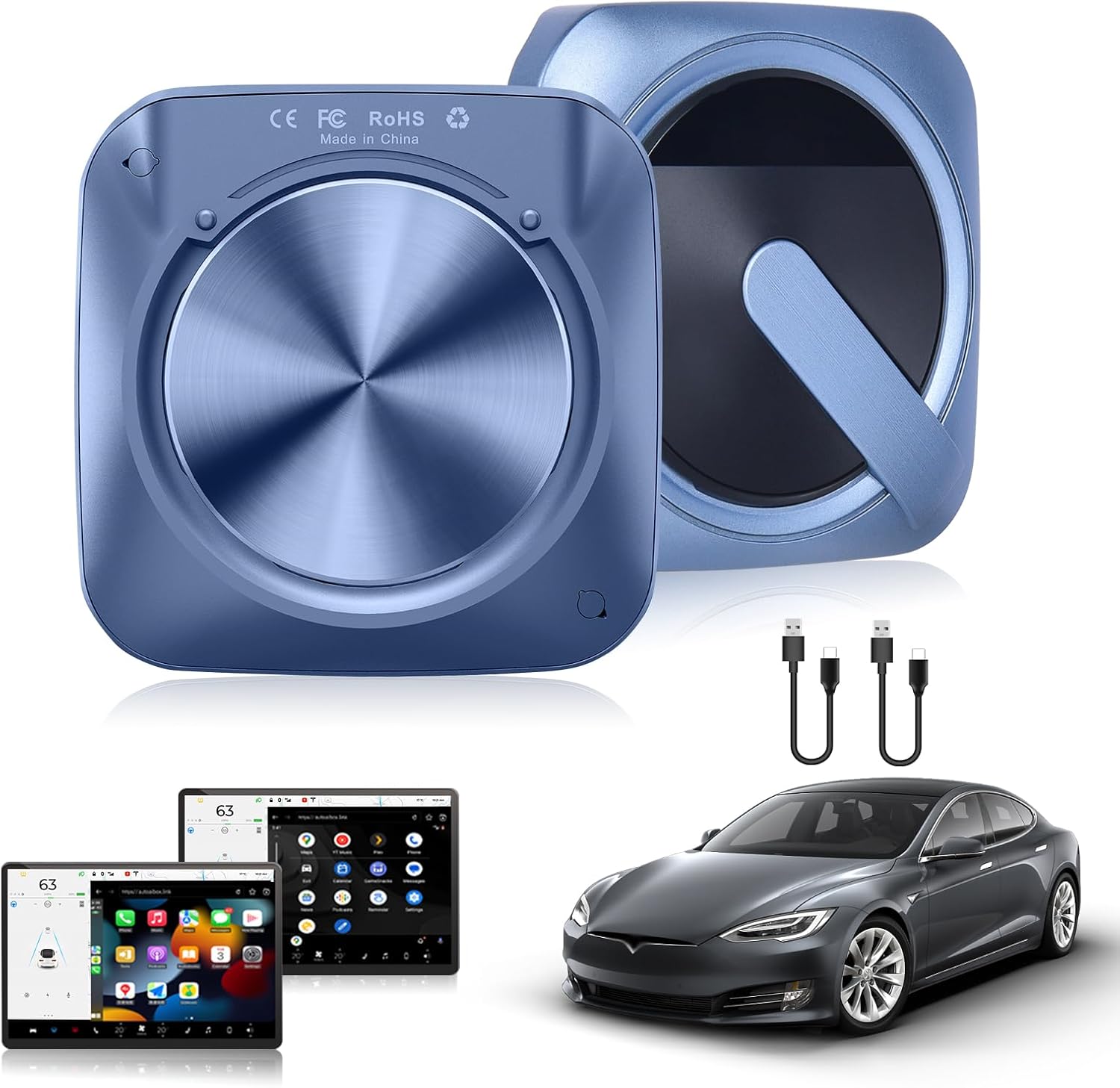 Amazon.com: Podofo 2024 Upgrade Wireless CarPlay Android Auto Adapter ...