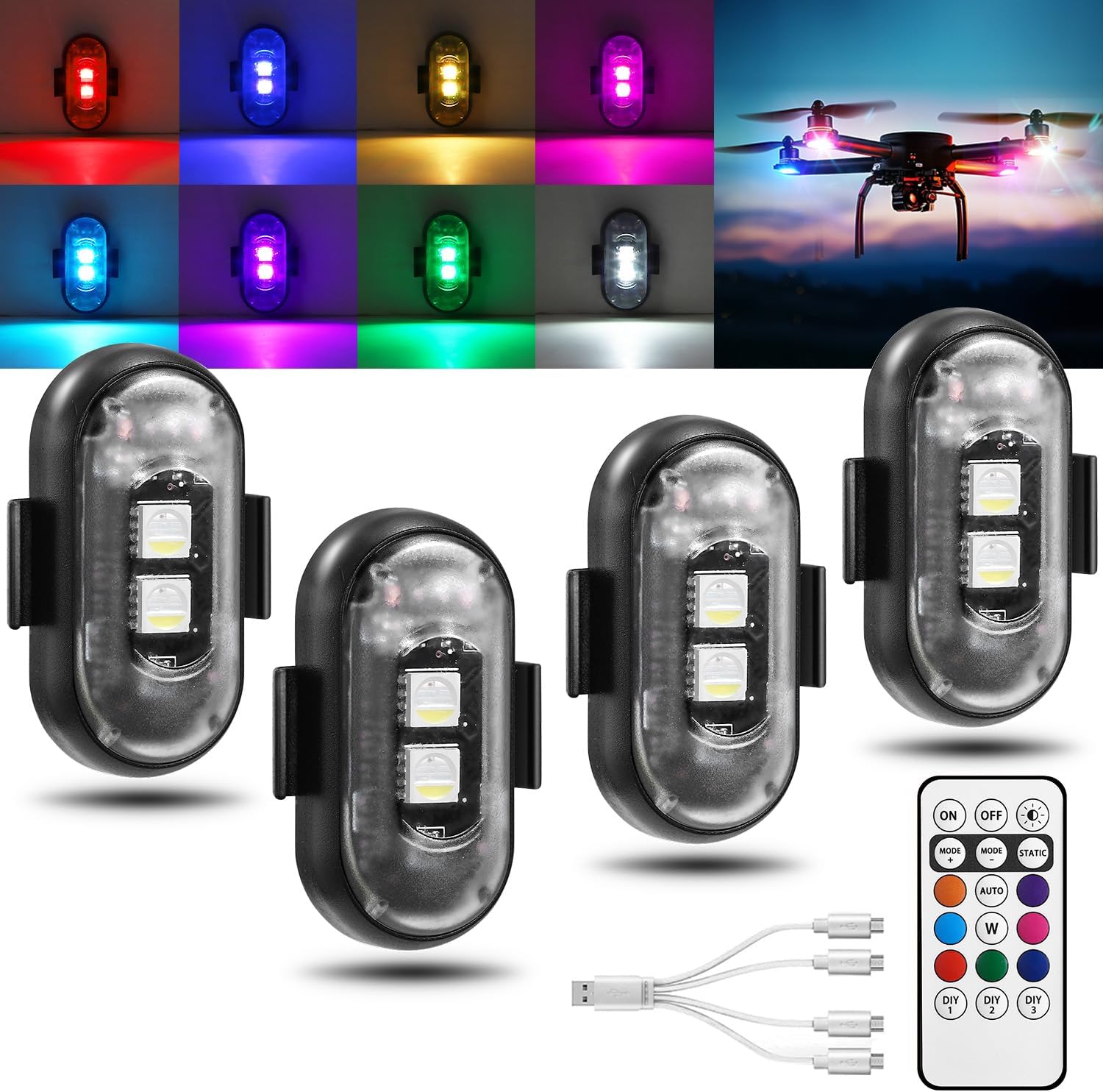 Amazon.com: 4PCS Wireless LED Strobe Lights With Remote Control, 8 ...