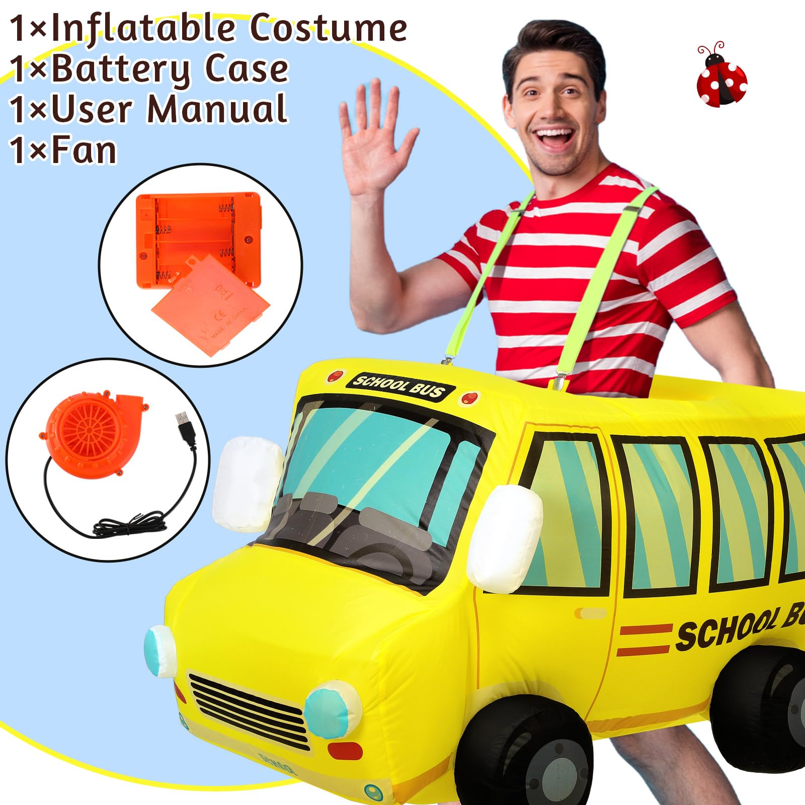 Snapklik.com : Halloween Inflatable School Bus Costume 3D Car Costume ...