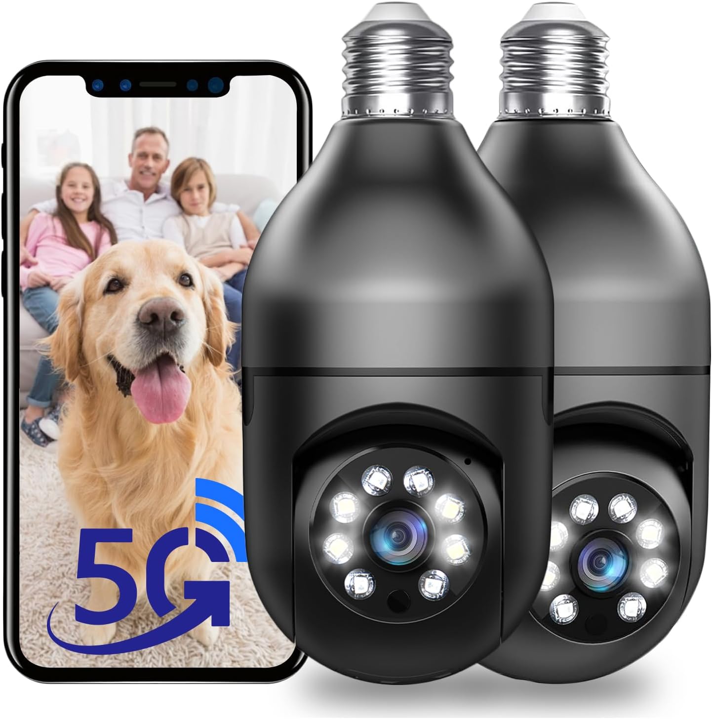 Amazon.com : Light Bulb Security Camera 2 Packs, 5G&2.4GHz 2K Security ...