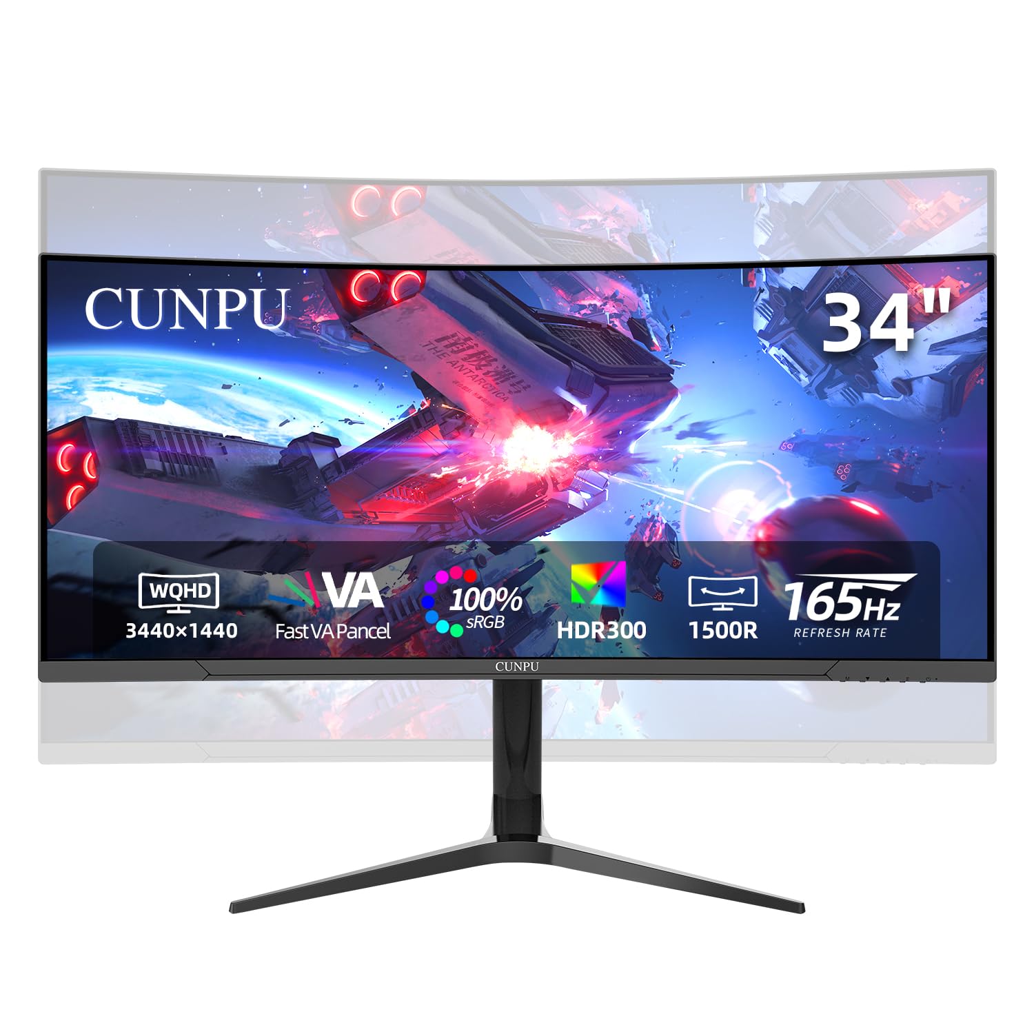 Amazon.com: CUNPU 34 Inch UltraWide Curved Gaming Monitor, WQHD ...