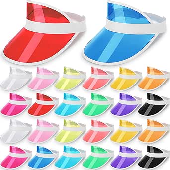 26 Pack Clear Sun Visor Hats Plastic Visor Caps UV Protection Poker ...