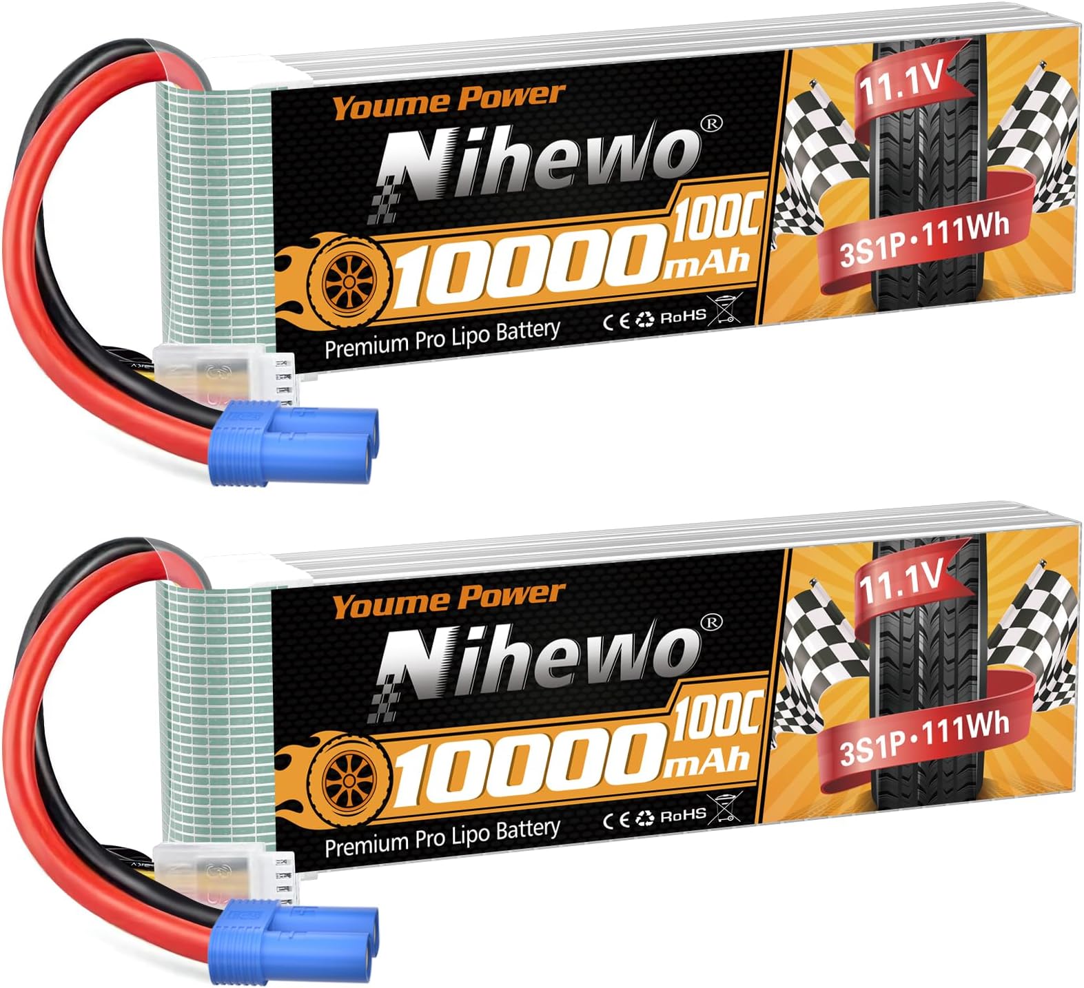 Amazon.com: Nihewo 3S Lipo Battery 11.1V 10000mAh 100C RC Battery Soft Case EC5 Plug Compatible ...