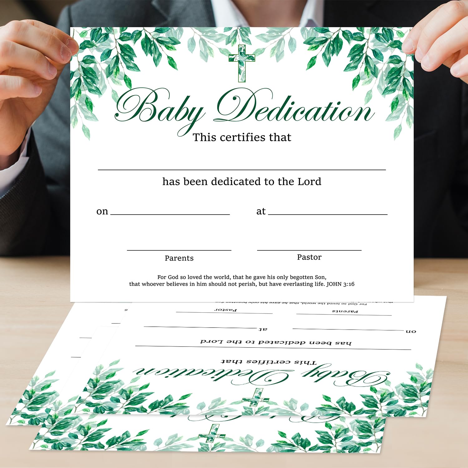 Snapklik.com : Greenery Baptism Certificates For Church Baby Dedication ...