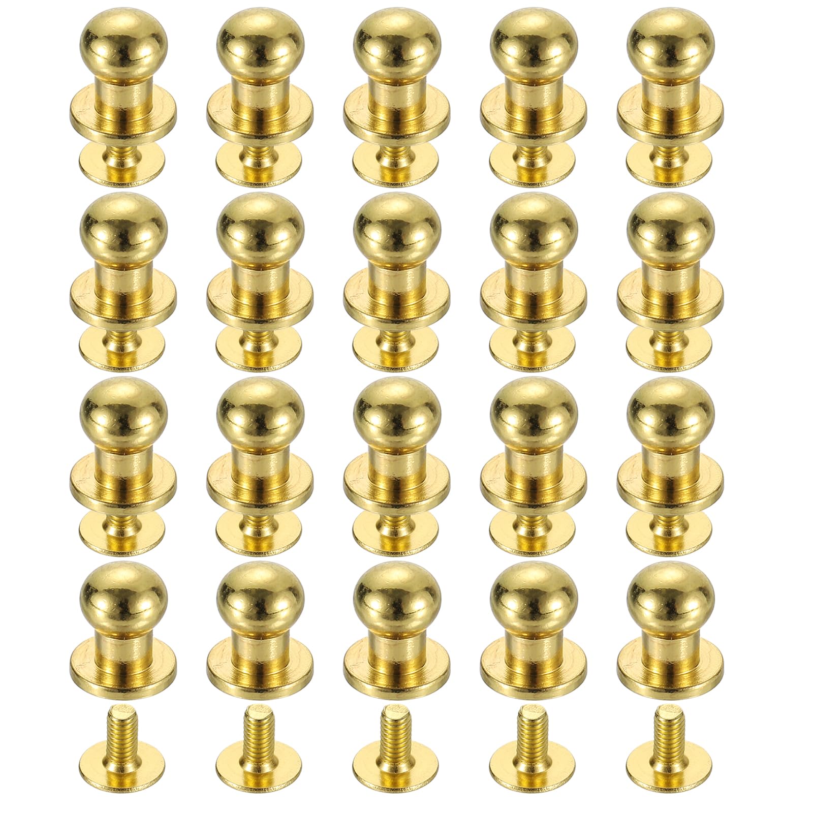 Amazon.com: uxcell 20Sets Brass Ball Head Stud Rivets, 6mm Dia. Screw ...