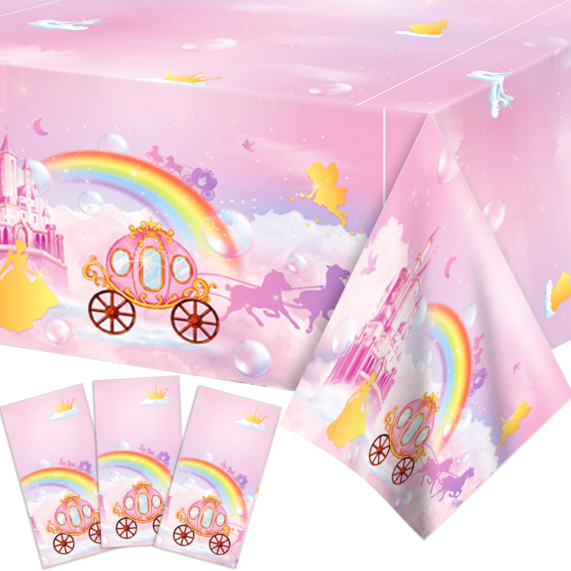 Amazon.com: 3 Pcs Princess Party Tablecloths Happy Birthday Castle ...