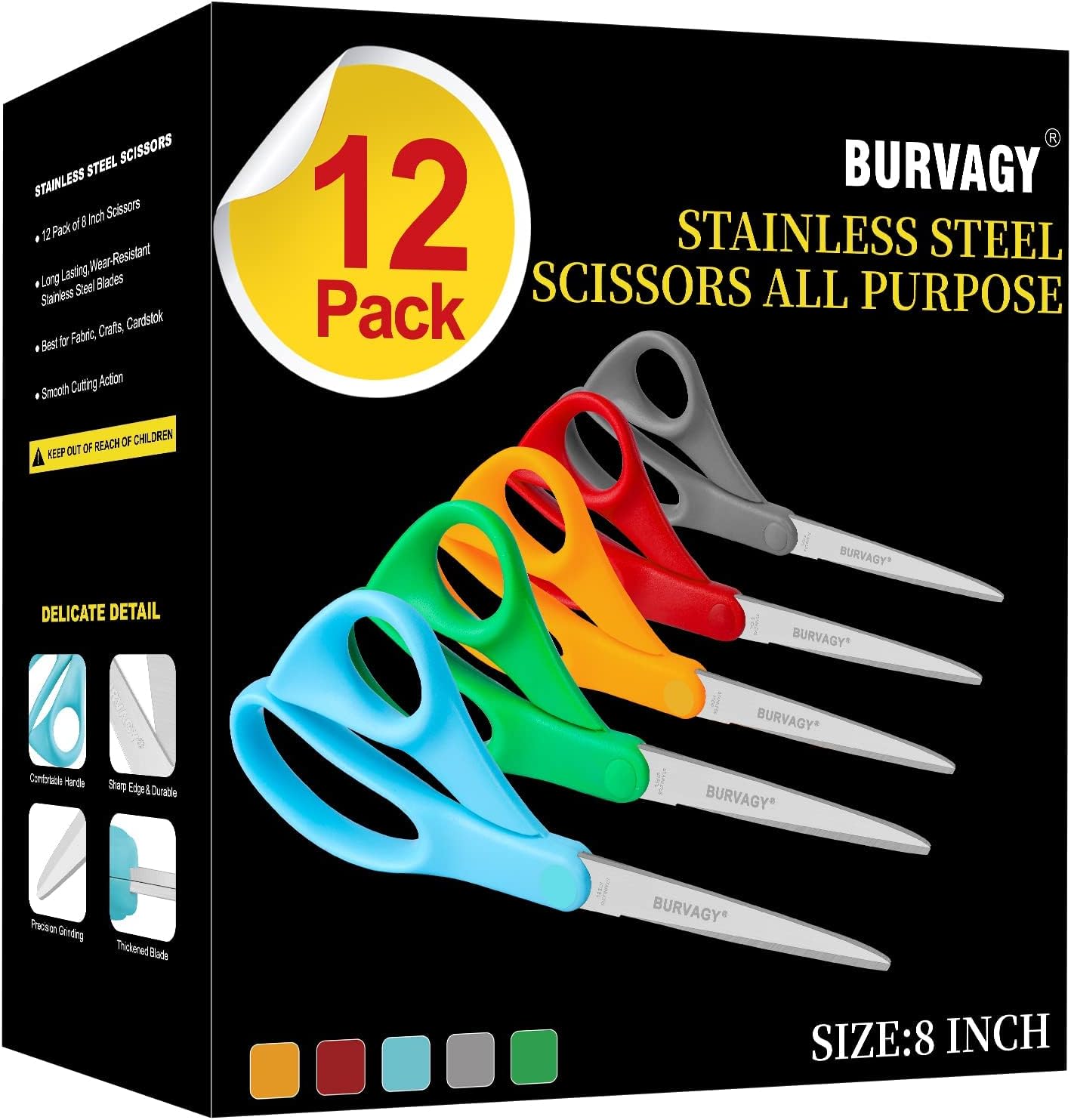 Amazon.com: Scissors, BURVAGY 8" Scissors,Ultra Sharp Multipurpose ...