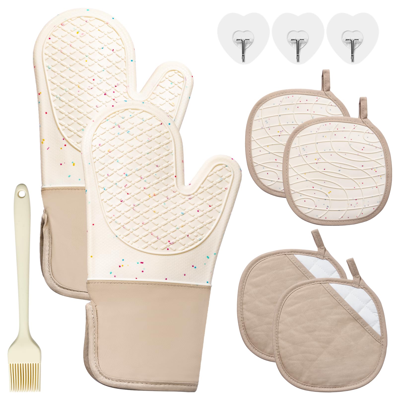 Amazon.com: 7PCS Oven Mitts and Pot Holders Cooking Mittens Heat ...
