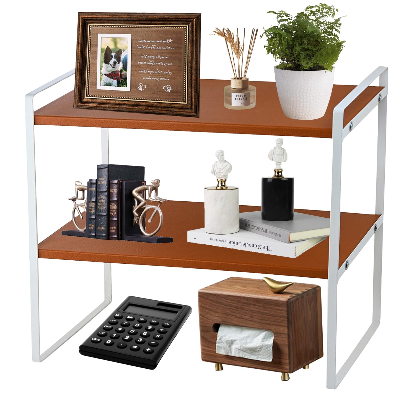 Amazon.com: 2-Tier Desk Shelf, 15.7" Desktop Shelf Organizer with Small ...