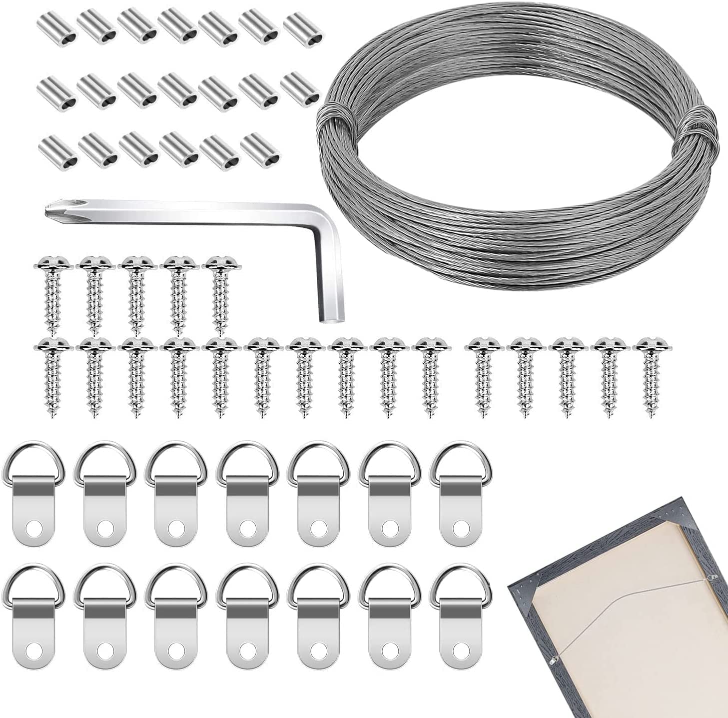 Picture Hanging Kit Stainless Steel Picture Hanging Wire Kit 132 Pcs ...