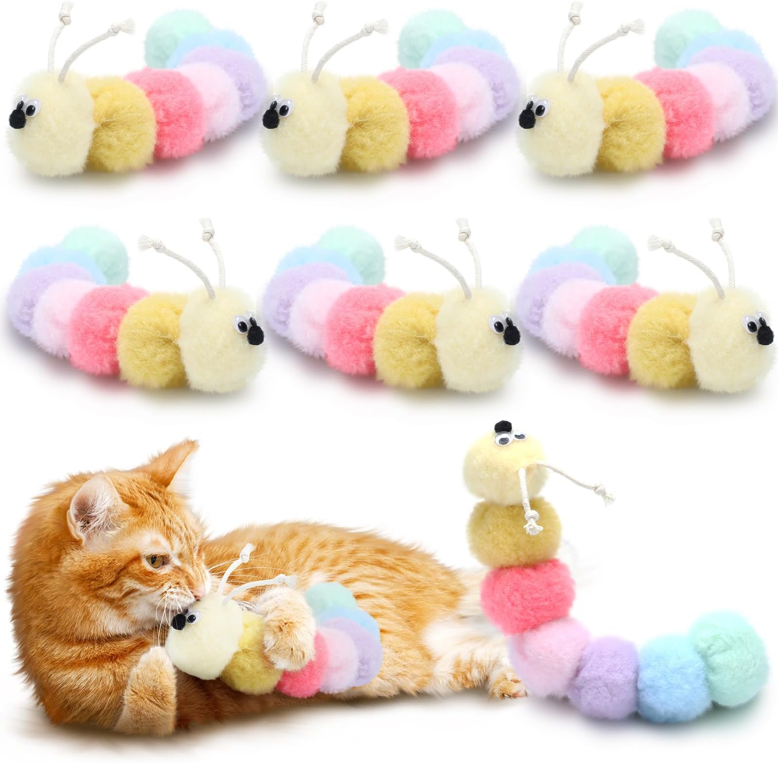 Amazon.com : Syhood 6 Pcs Catnip Toys Interactive Caterpillar Toys for ...