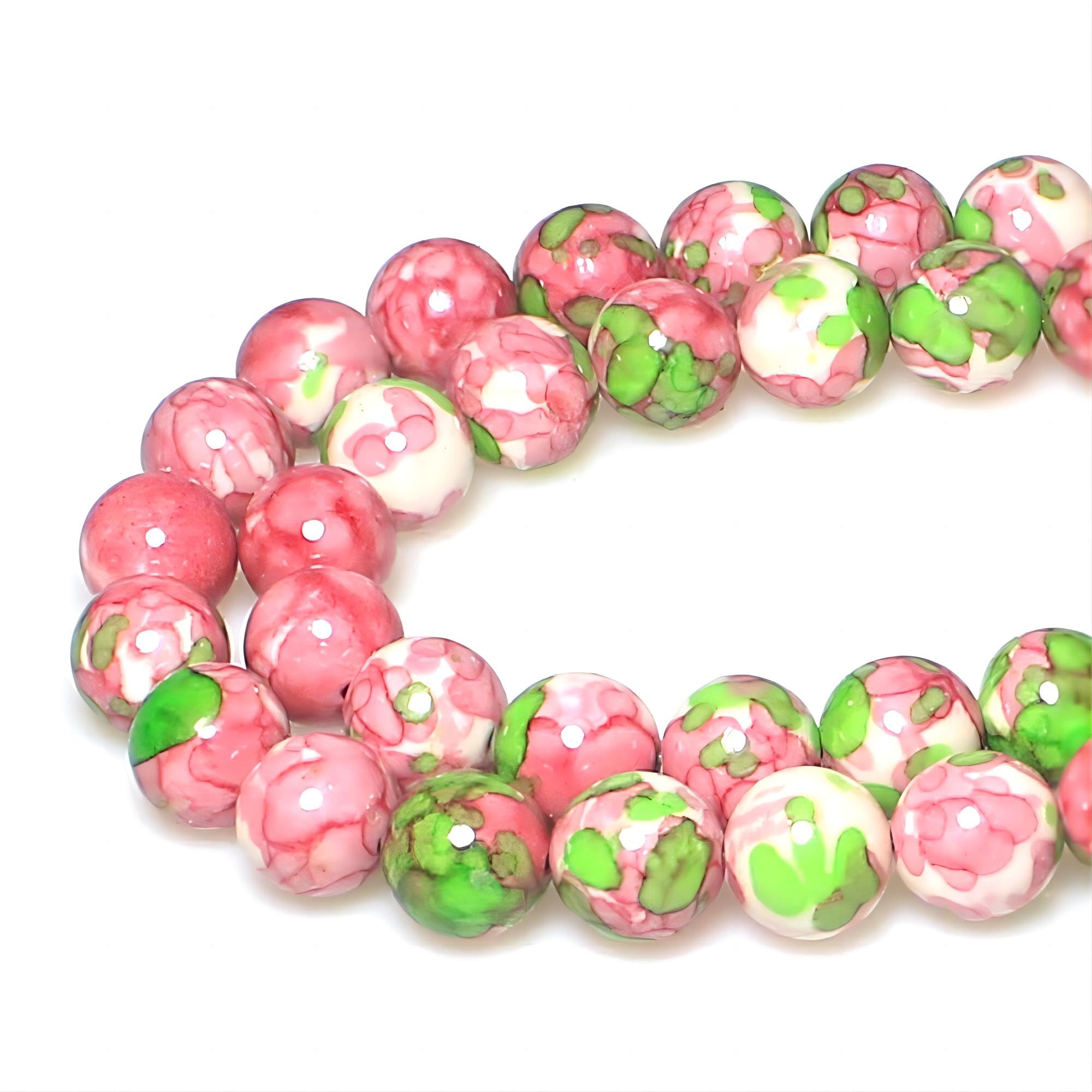 Amazon.com: JARTC 5A Smooth Round Rain Flower Stones Beads DIY Bracelet ...