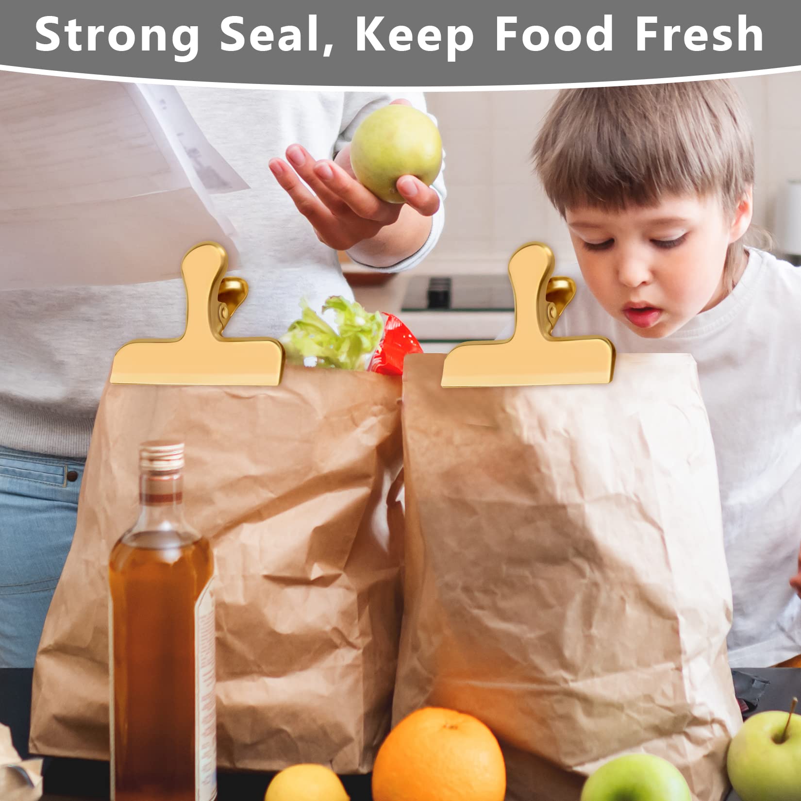 Snapklik.com : 20 Pack 3 Inch Wide Stainless Steel Chip Clips Food Bag ...