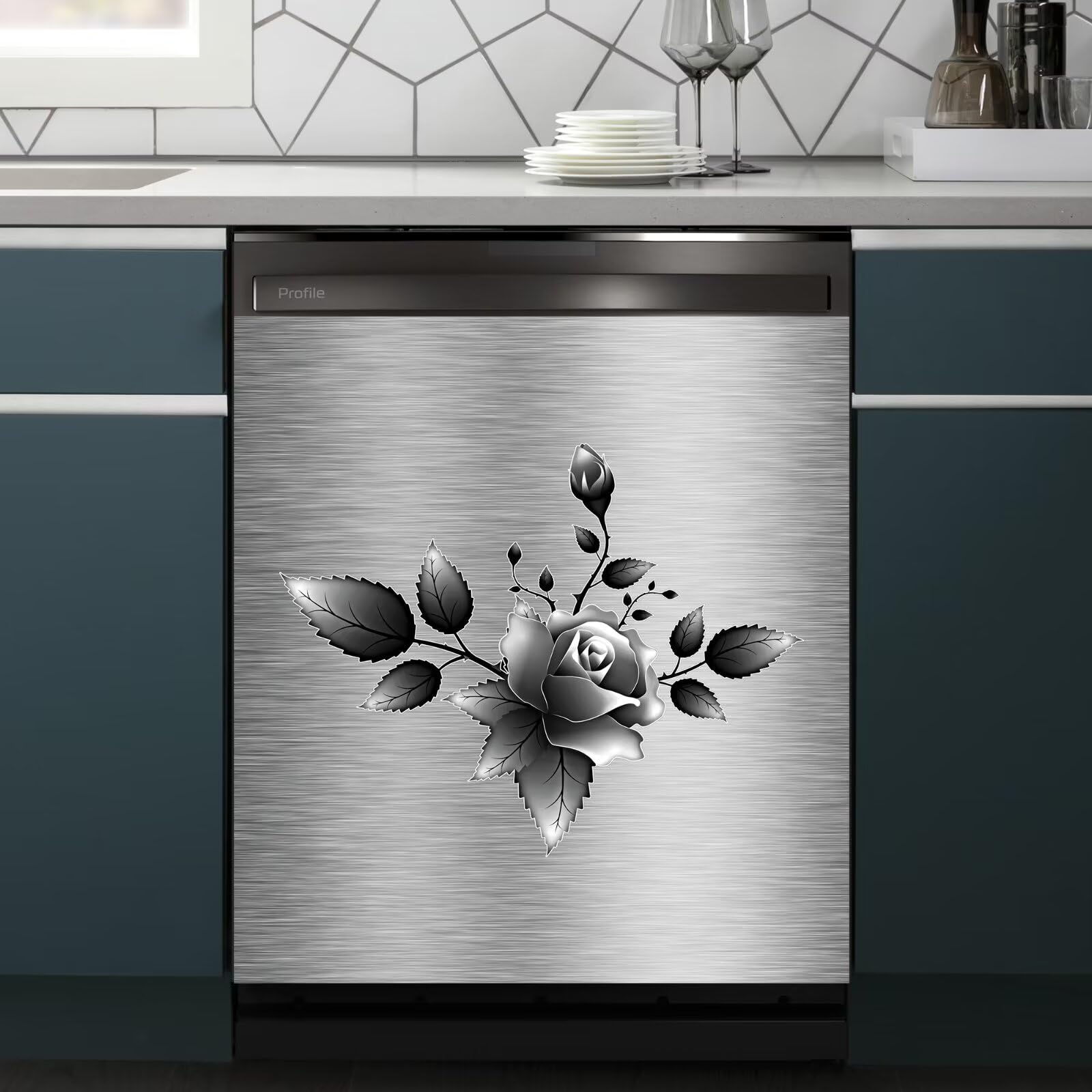 Amazon.com - FESS Stainless Steel Flowers Pattern Magnetic Dishwasher ...