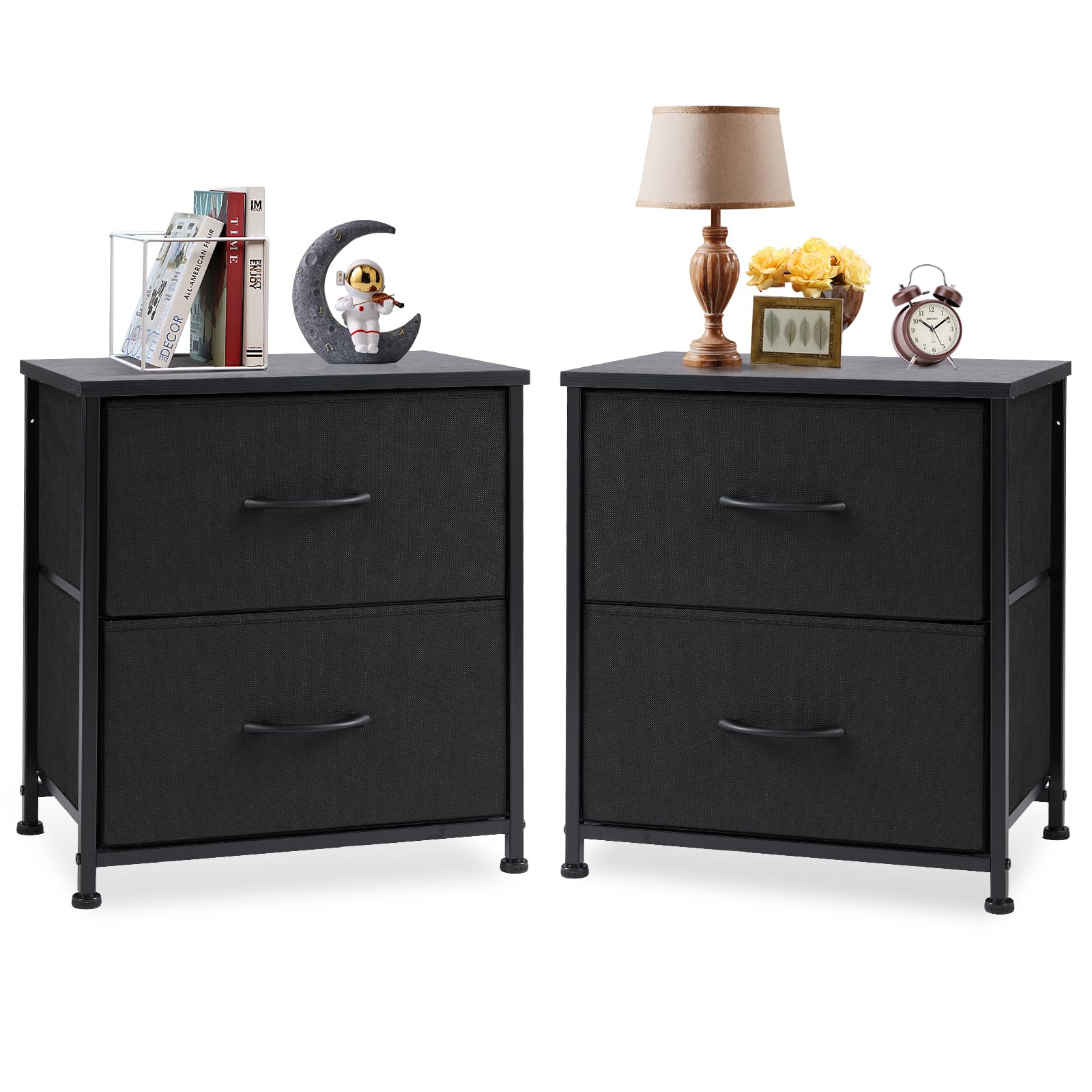 Amazon.com: Sweetcrispy Nightstand with 2 Storage Drawers, 20" Height ...