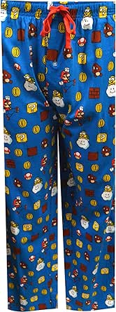 MJC Mens Super Mario Power Ups Royal Blue Cotton Lounge Pants (Large ...