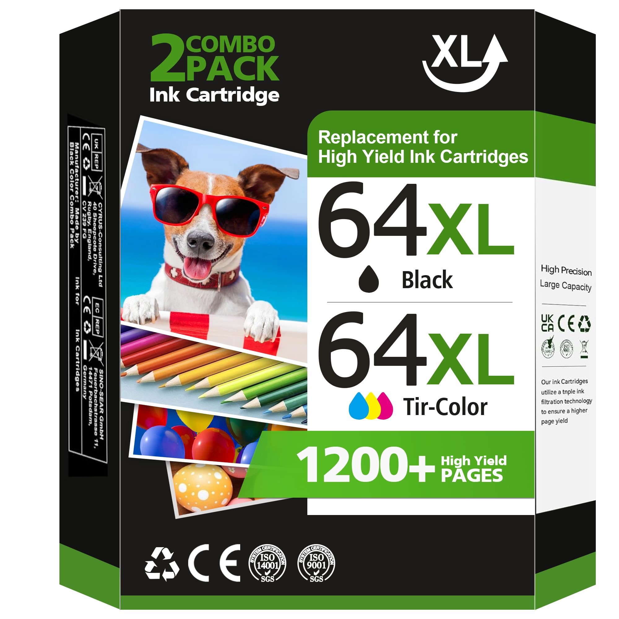 Amazon.com: 64XL Black/Tri-Color Ink Cartridges (2-Pack) for HP Ink 64 ...