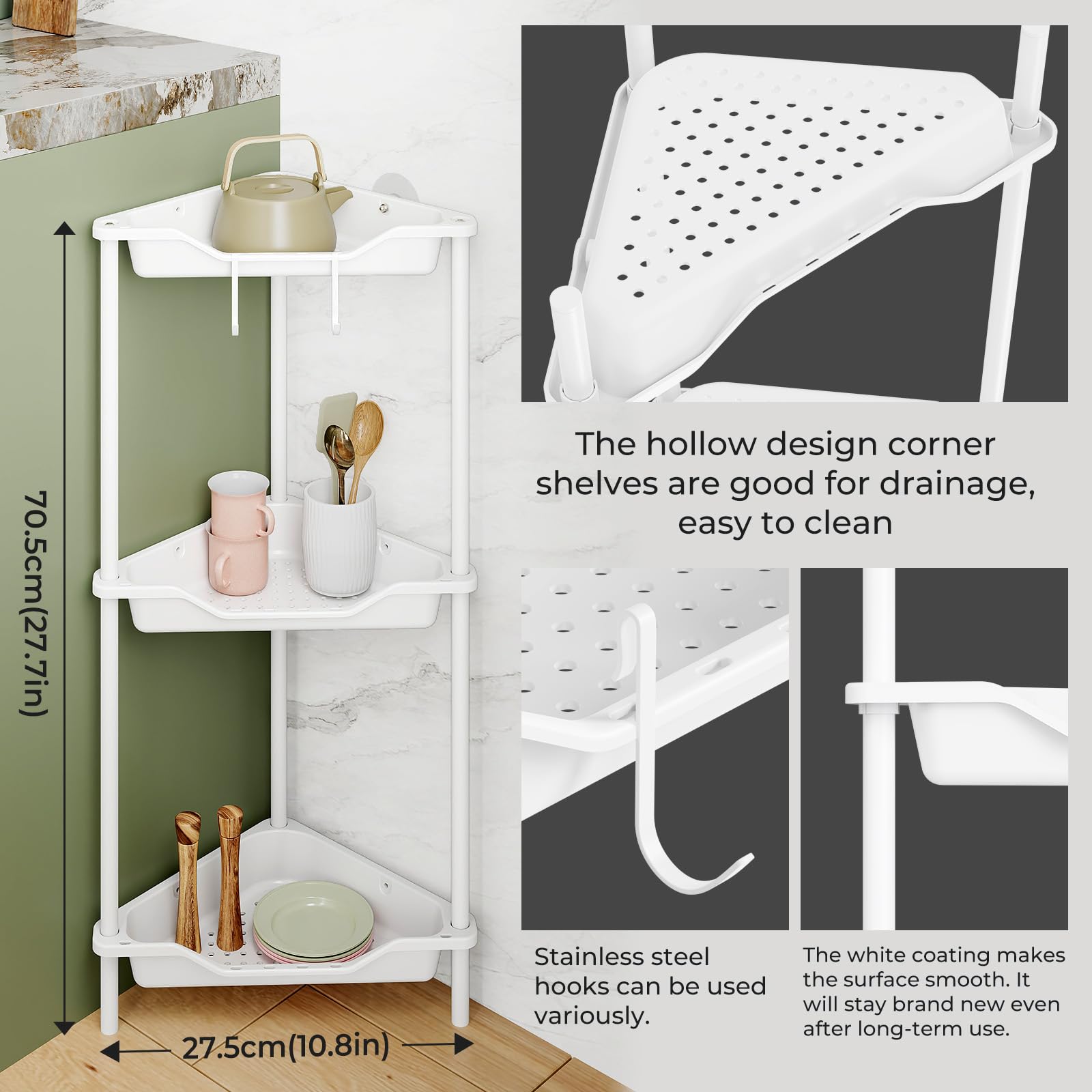 White Plastic Corner Shower Caddy