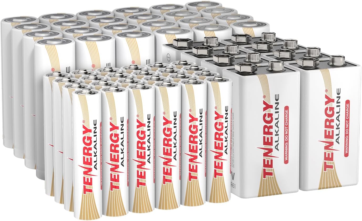 Amazon.com: Tenergy 56 Pack Alkaline Batteries, 24 Pack AA, 24 Pack AAA ...