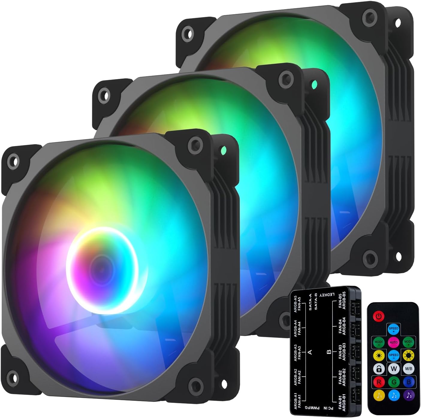 Vetroo 3 Pack PC Case Fans, 120mm ARGB & PWM Addressable Cooling Fans ...