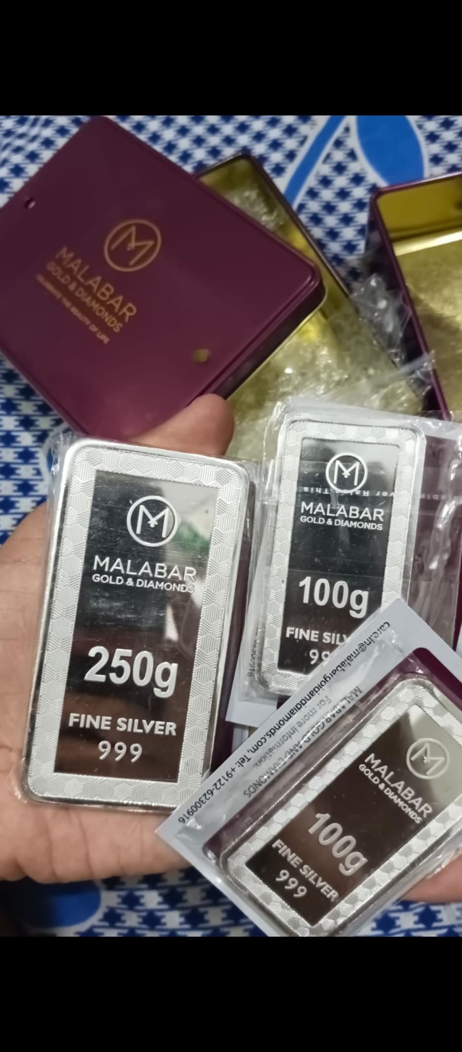 Malabar Gold & Diamonds 999 Purity Silver Bar 250 Grams | Silver Coin ...