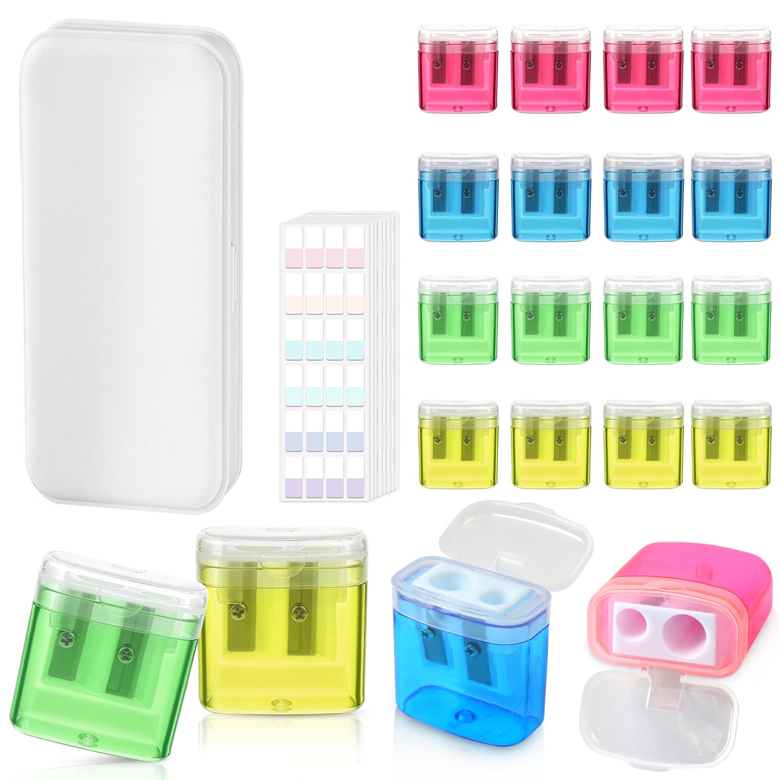 Amazon.com: 24 Pcs Pencil Sharpener Manual, Colorful Small Dual Hole ...