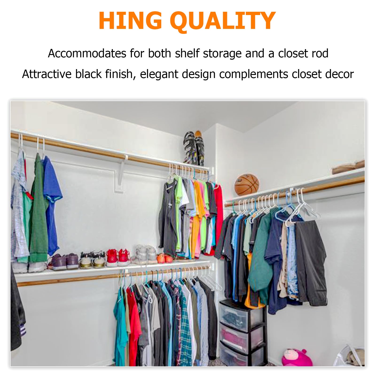 Snapklik.com : LANMIERT 8 Pack Heavy Duty Closet Rod Bracket 11”x11 ...