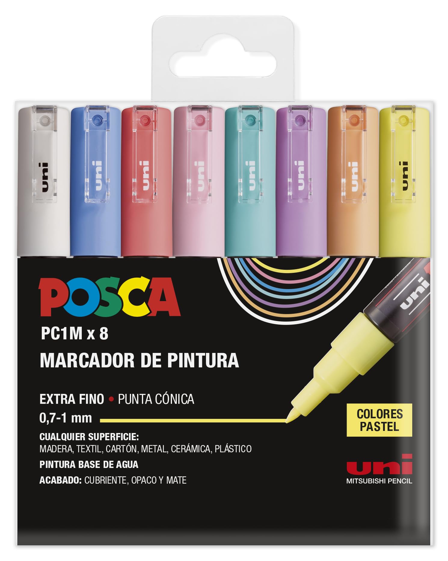 UNI Posca Pack of 8 PC1M Extra Fine Conical Tip Pens – BigaMart
