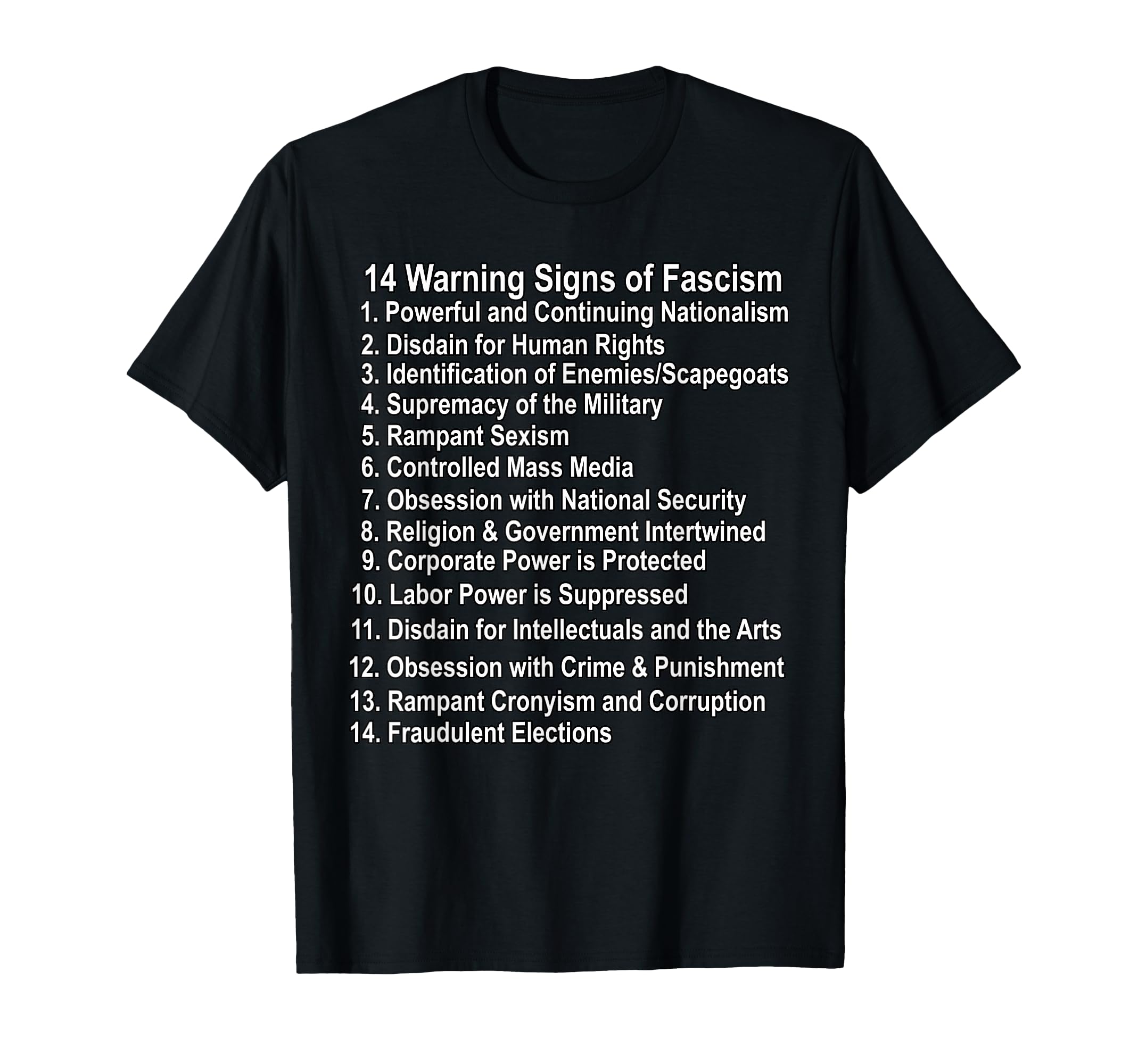 Amazon.com: Warning Signs of Fascism Anti Trump Resist Fascist T-Shirt ...