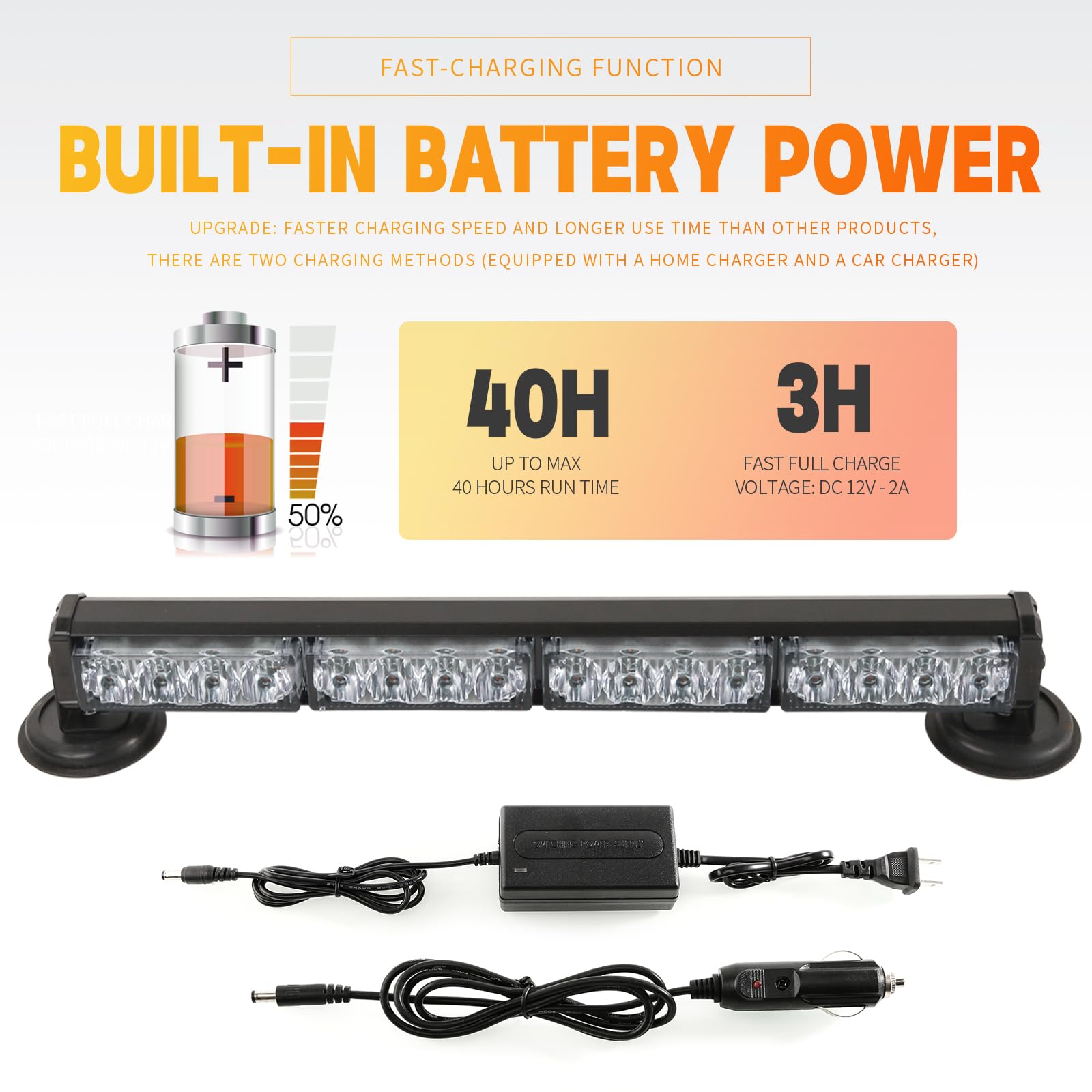 Snapklik.com : BooYu 19" LED Emergency Strobe Lights Bar Roadside ...