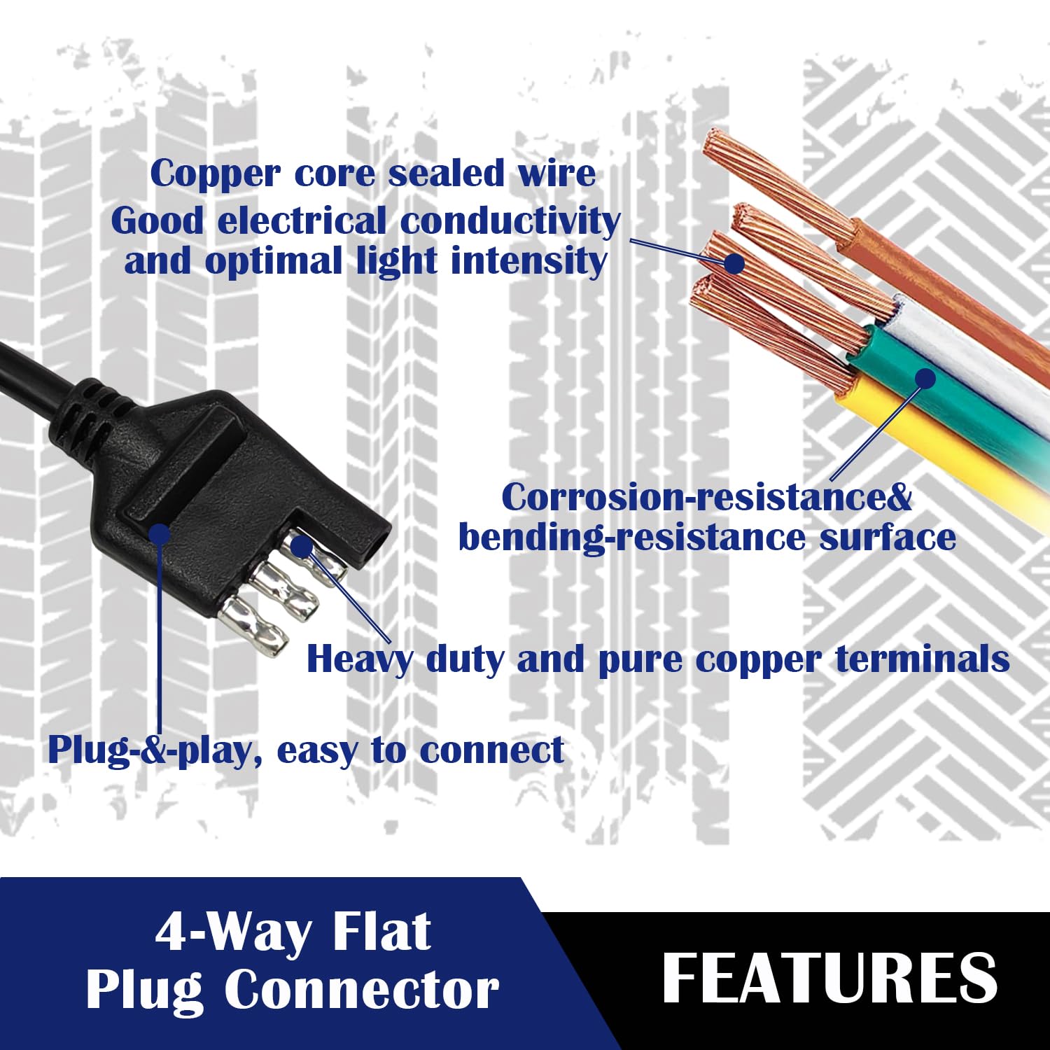 Snapklik.com : 4 Pin Trailer Connector 5FT 18AWG Trailer Wiring Harness ...