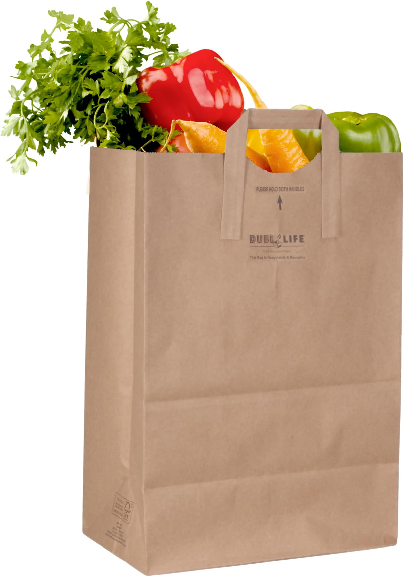 Amazon.com: Fuutreo 150 Pcs Paper Grocery Bags with Handles 12"x7"x17 ...