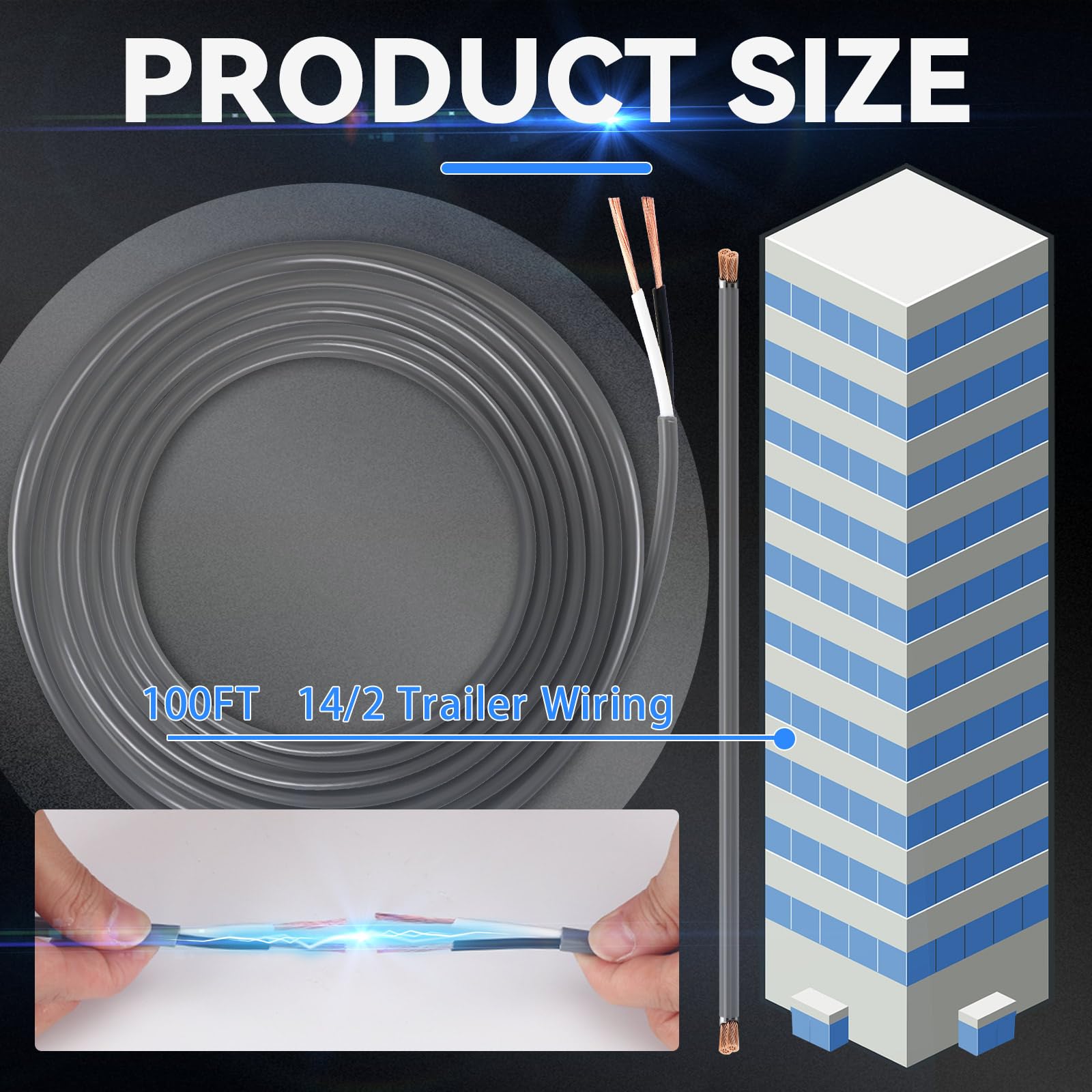 Snapklik.com : 14/2 Trailer Wiring 100 Ft Gray Jacketed Wire 14 Gauge ...