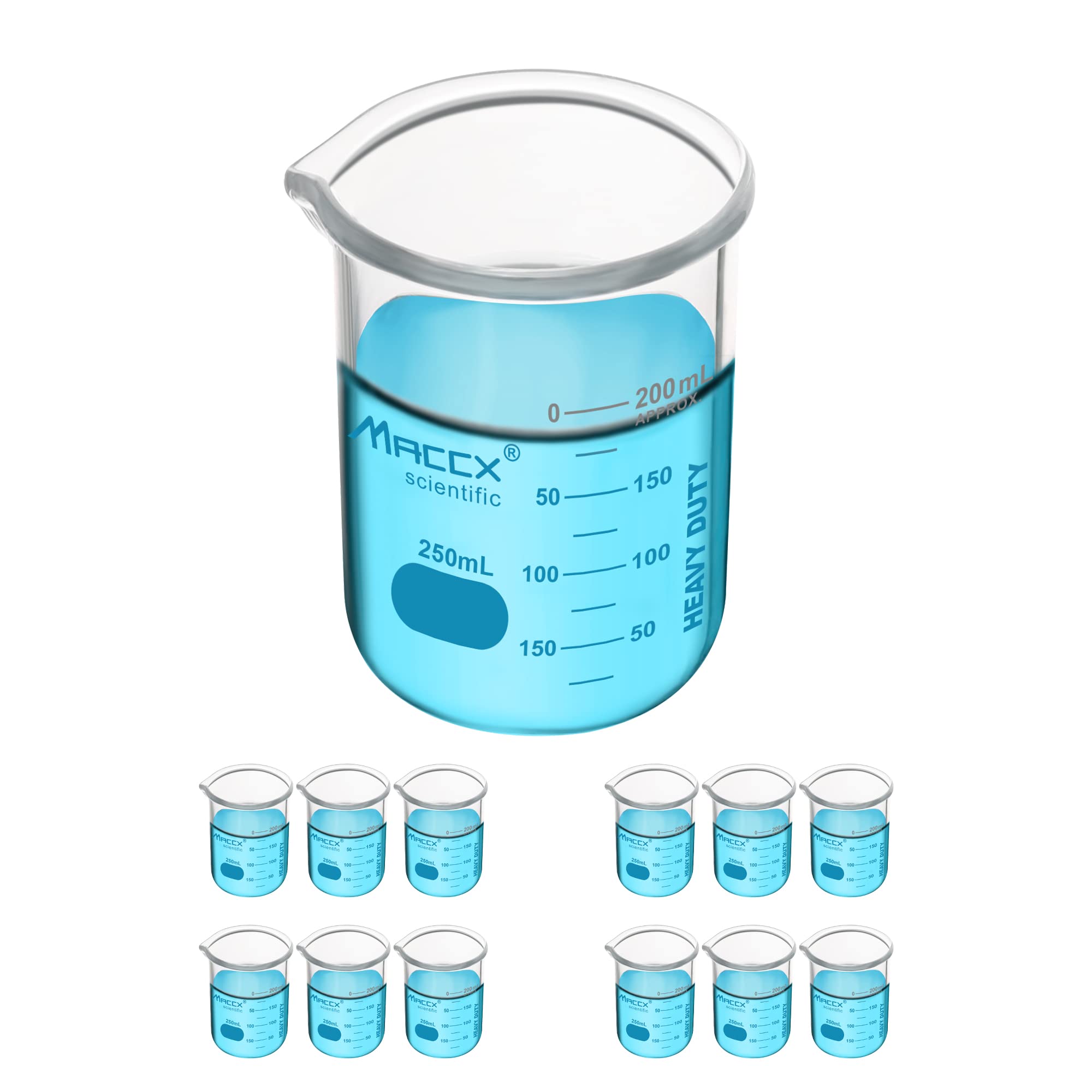 Snapklik.com : Maccx 8.5oz (250ml) New Upgraded Glass Beakers, Heavy ...