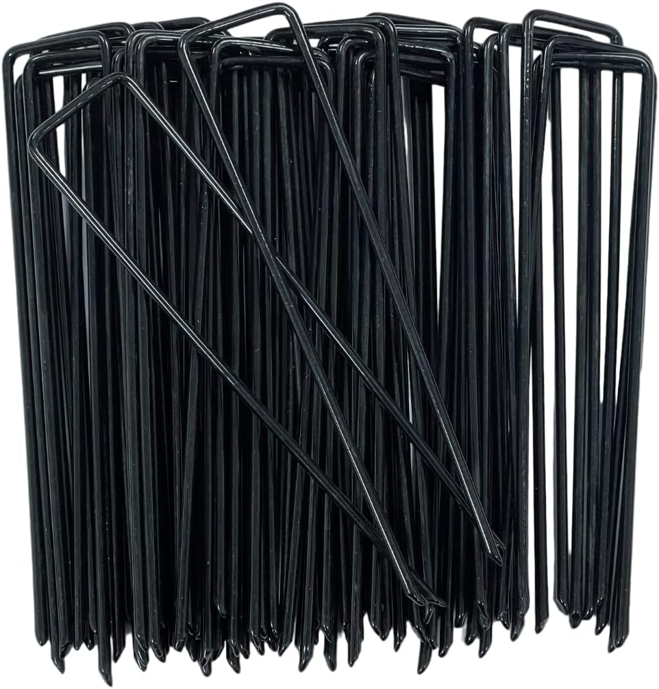 VIROSA Pack of 100 Garden Pegs, Landscape Staples, U Shaped Nail Pins ...